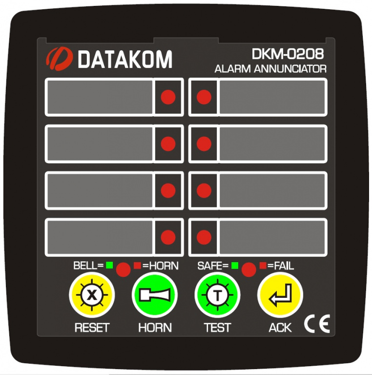 DATAKOM DKM-0208 Alarm Annunciator, 8ch, Power Supply/Fault input ...